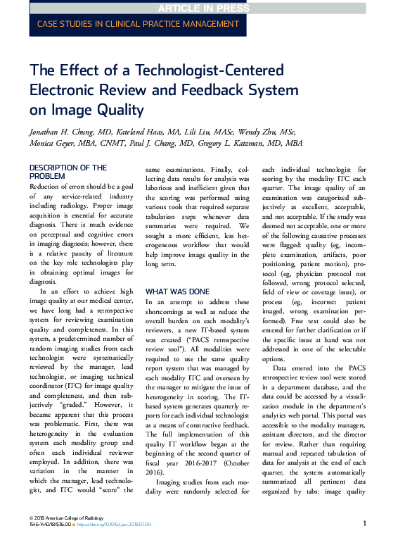 (PDF) The Effect of a Technologist-Centered Electronic Review and ...