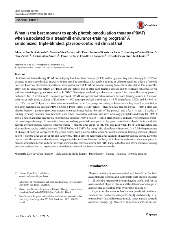 (PDF) When is the best moment to apply photobiomodulation therapy (PBMT ...
