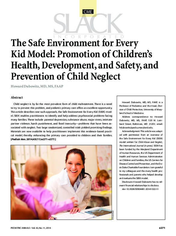 (PDF) The Safe Environment for Every Kid model: promotion of children's ...
