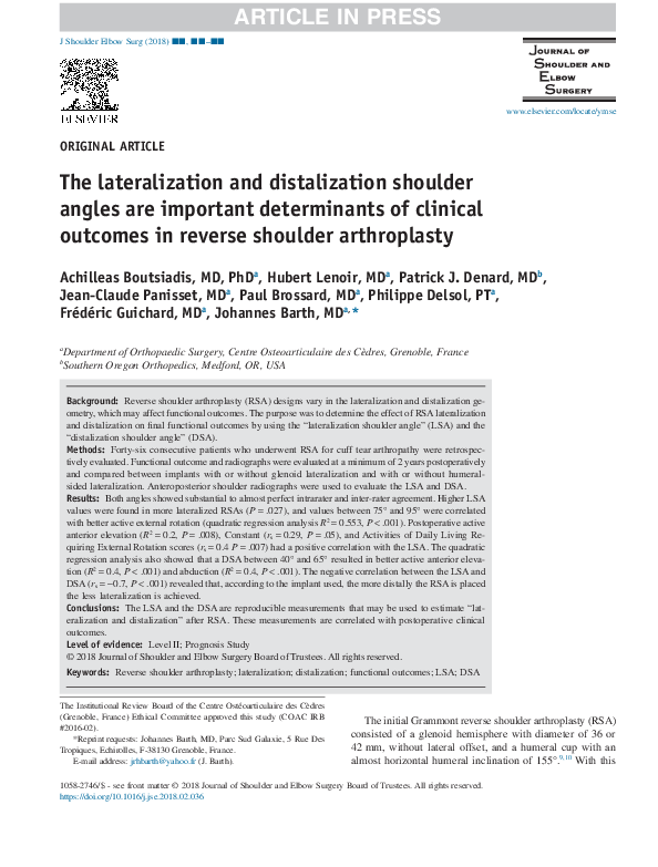 (PDF) The lateralization and distalization shoulder angles are ...