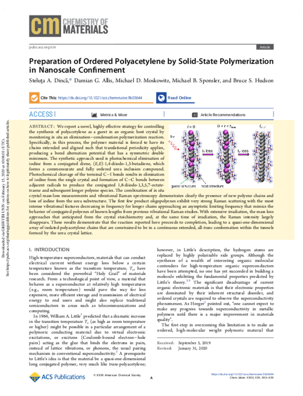 (PDF) Preparation of Ordered Polyacetylene by Solid-State ...