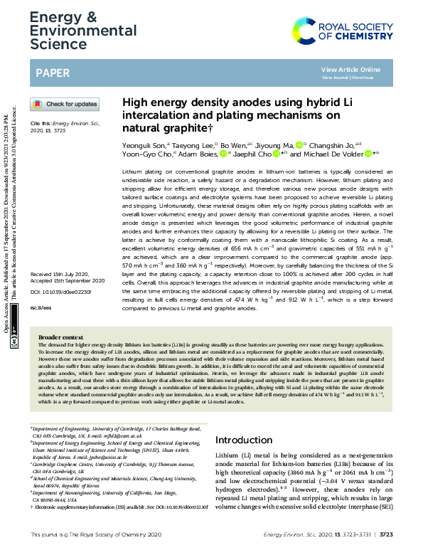 (PDF) High energy density anodes using hybrid Li intercalation and ...
