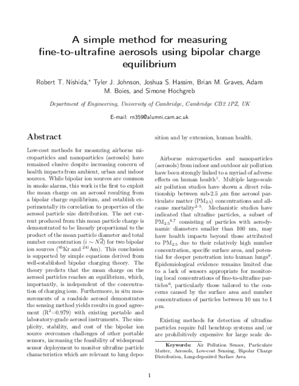 (PDF) A Simple Method for Measuring Fine-to-Ultrafine Aerosols Using ...