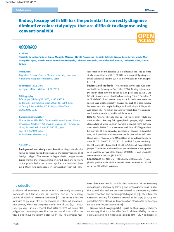 (PDF) Endocytoscopy with NBI has the potential to correctly diagnose ...
