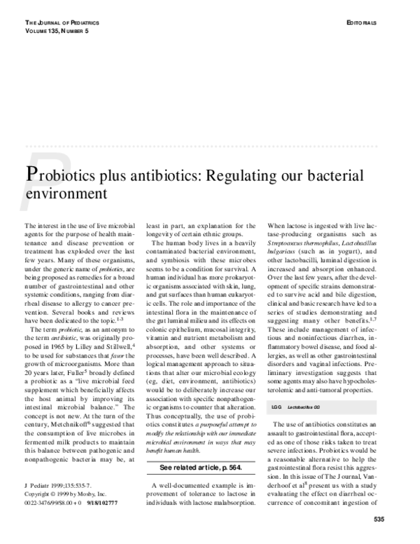 (PDF) Probiotics plus antibiotics: Regulating our bacterial environment