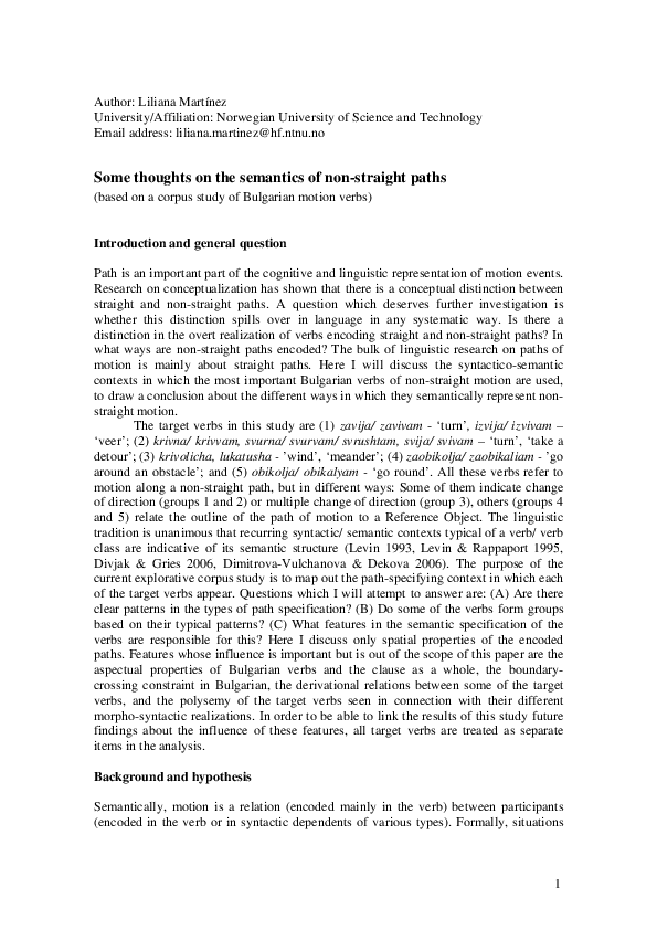 (PDF) Some Thoughts on the Semantics of Non-Straight Paths