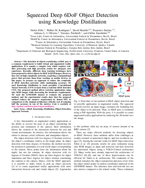 Pdf Squeezed Deep 6dof Object Detection Using Knowledge Distillation