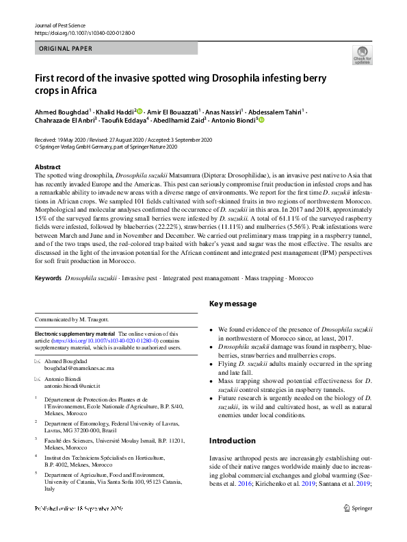 (PDF) First record of the invasive spotted wing Drosophila infesting ...