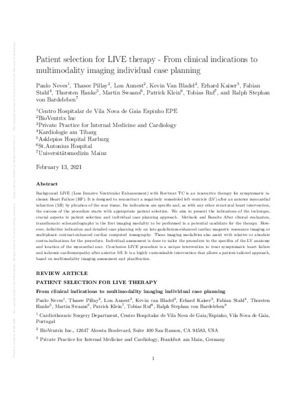 (PDF) Patient selection for LIVE therapy: From clinical indications to ...