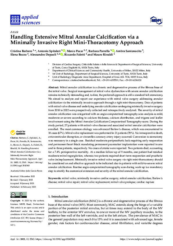 (PDF) Handling Extensive Mitral Annular Calcification via a Minimally ...