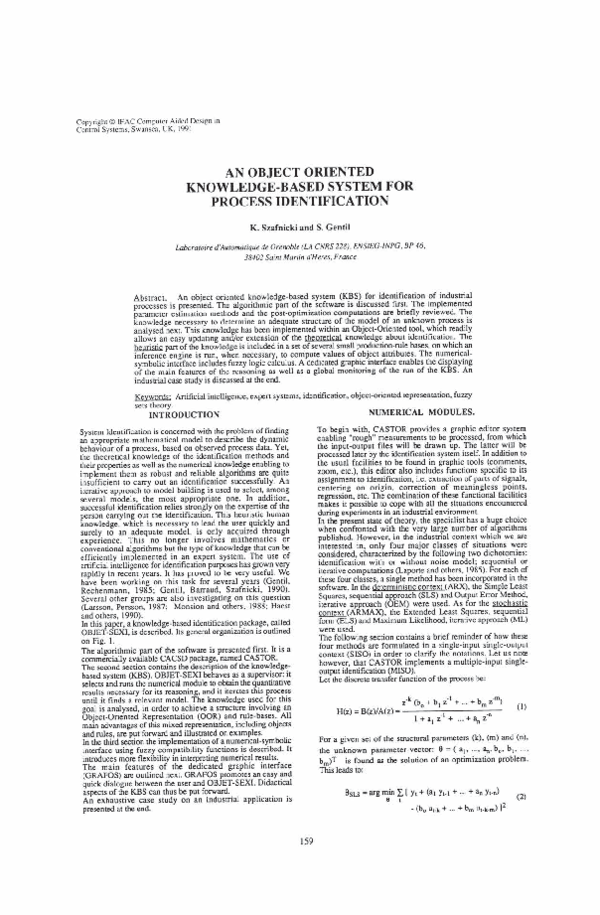 Pdf An Object Oriented Knowledge Based System For Process Identification