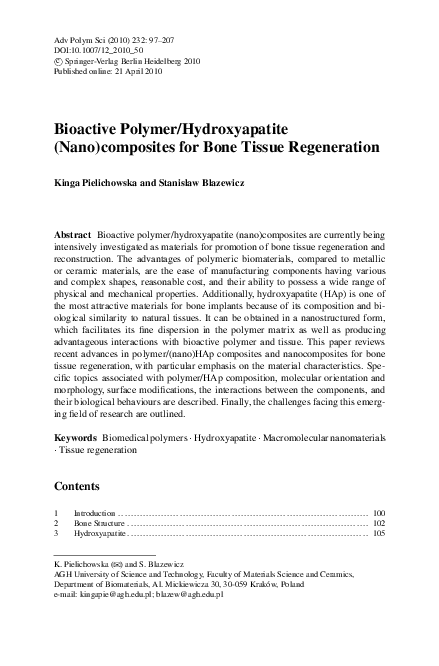 (PDF) Bioactive Polymer/Hydroxyapatite (Nano)composites for Bone Tissue ...