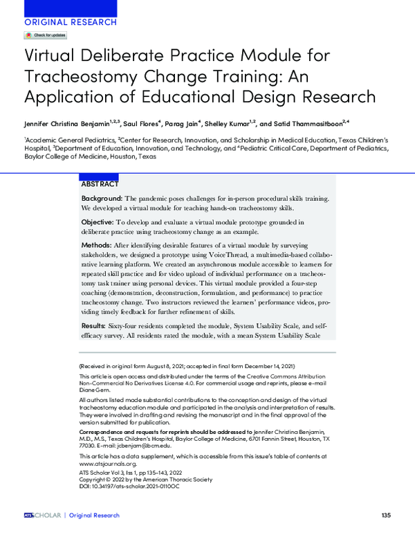 (PDF) Virtual Deliberate Practice Module for Tracheostomy Change ...