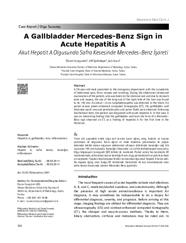 (PDF) A Gallbladder Mercedes-Benz Sign in Acute Hepatitis A | Elif ...