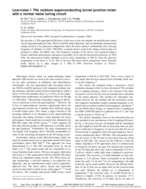 (PDF) Low‐noise 1 THz niobium superconducting tunnel junction mixer ...