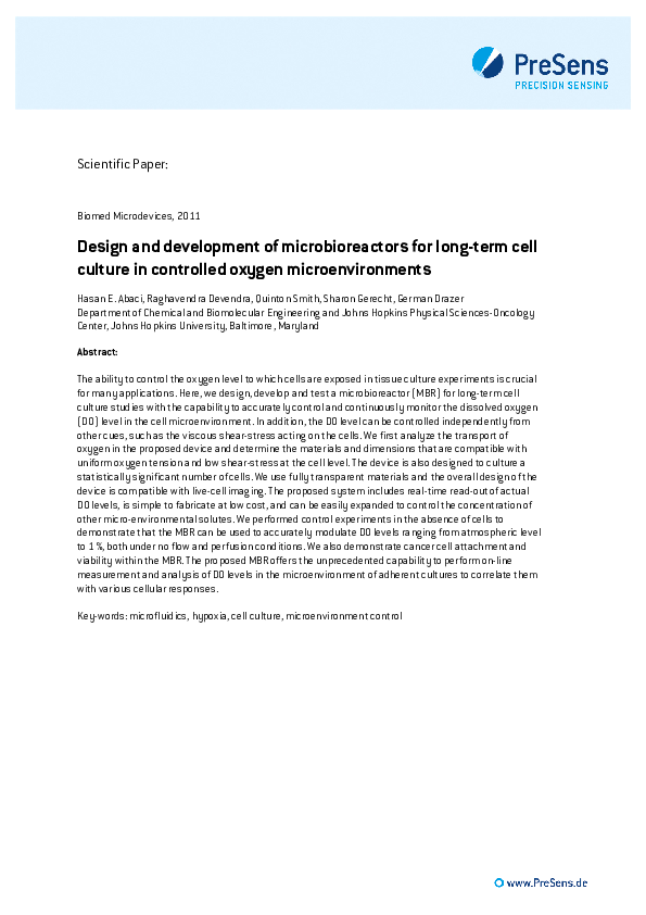(PDF) Design and development of microbioreactors for long-term cell ...