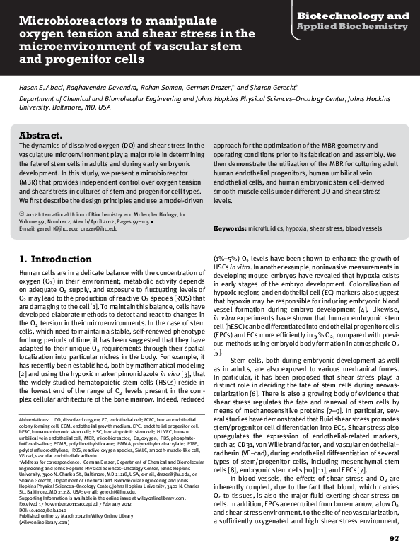 (PDF) Microbioreactors to manipulate oxygen tension and shear stress in ...
