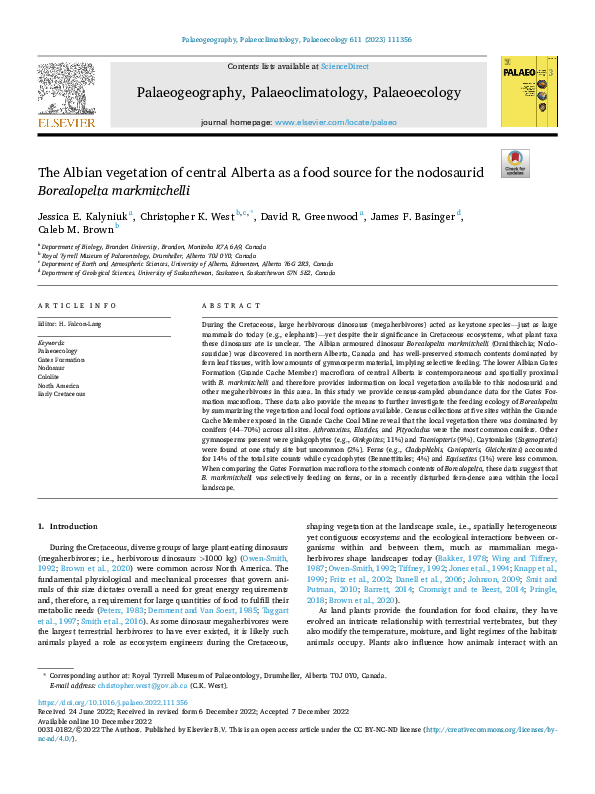 (PDF) The Albian vegetation of central Alberta as a food source for the ...