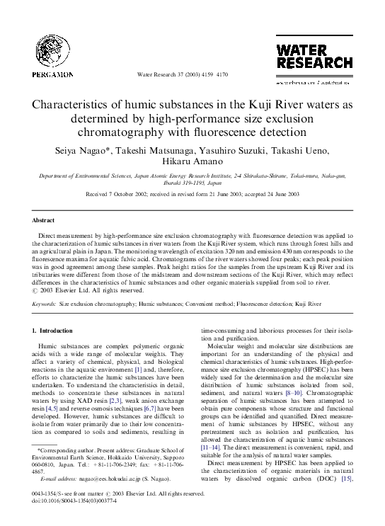 (PDF) Characteristics of humic substances in the Kuji River waters as ...
