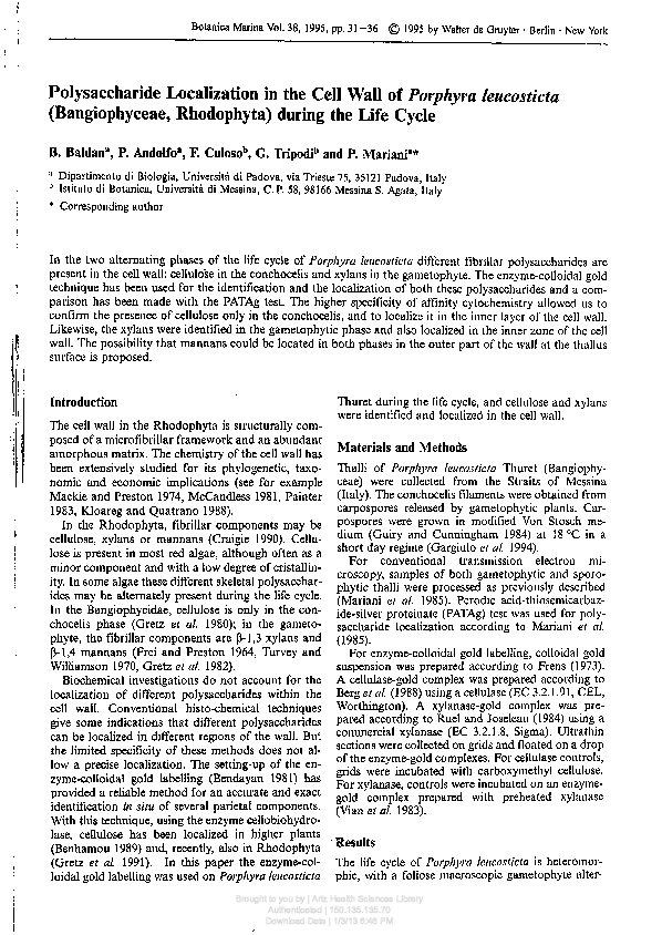 (PDF) Polysaccharide Localization in the Cell Wall of Porphyra ...