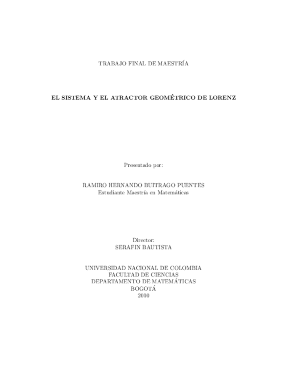 (PDF) El sistema y el atractor geométrico de Lorenz