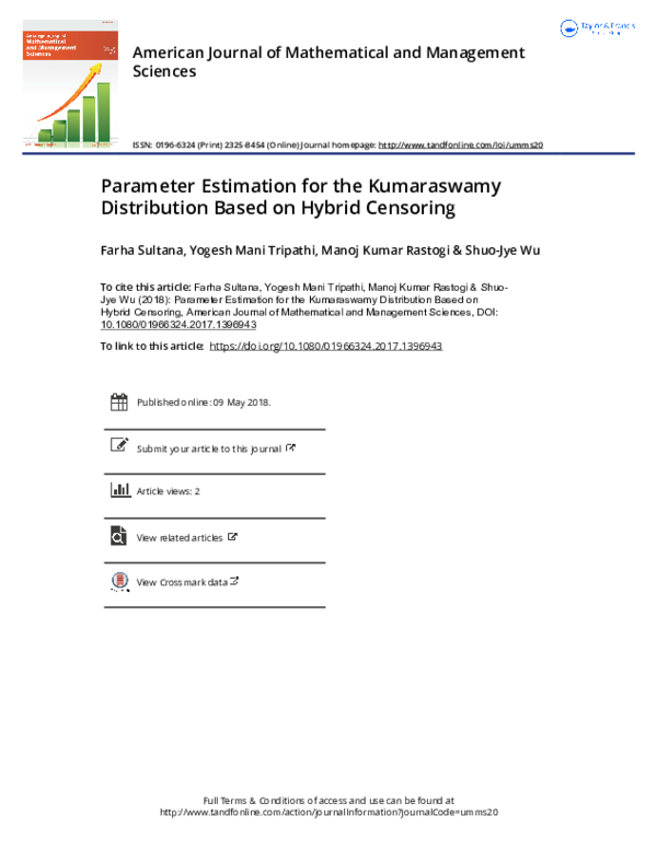 (PDF) Parameter Estimation for the Kumaraswamy Distribution Based on Hybrid Censoring