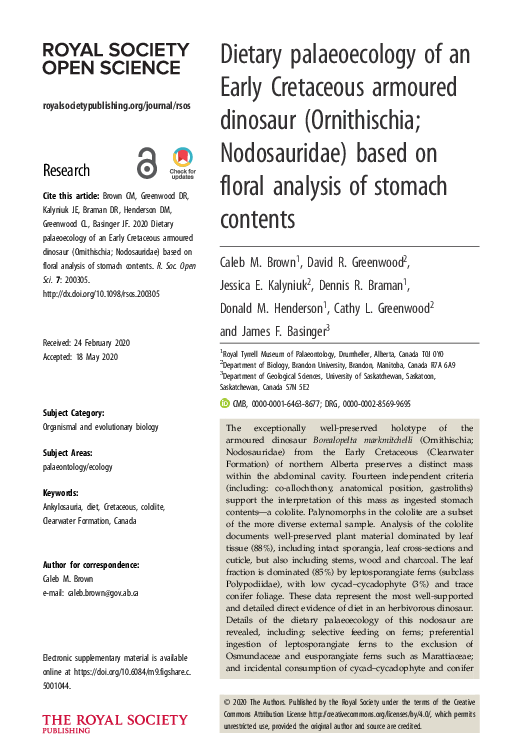 (PDF) Dietary palaeoecology of an Early Cretaceous armoured dinosaur ...