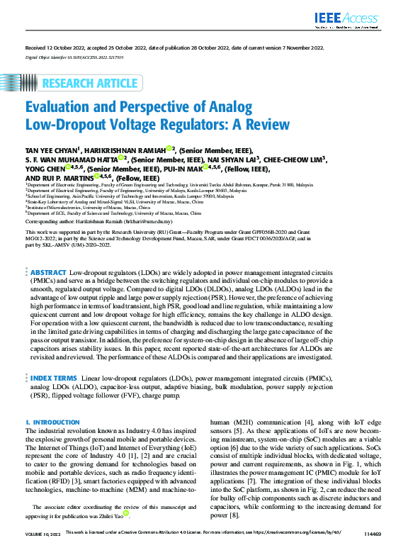 (PDF) Evaluation and Perspective of Analog Low-Dropout Voltage Regulators: A Review