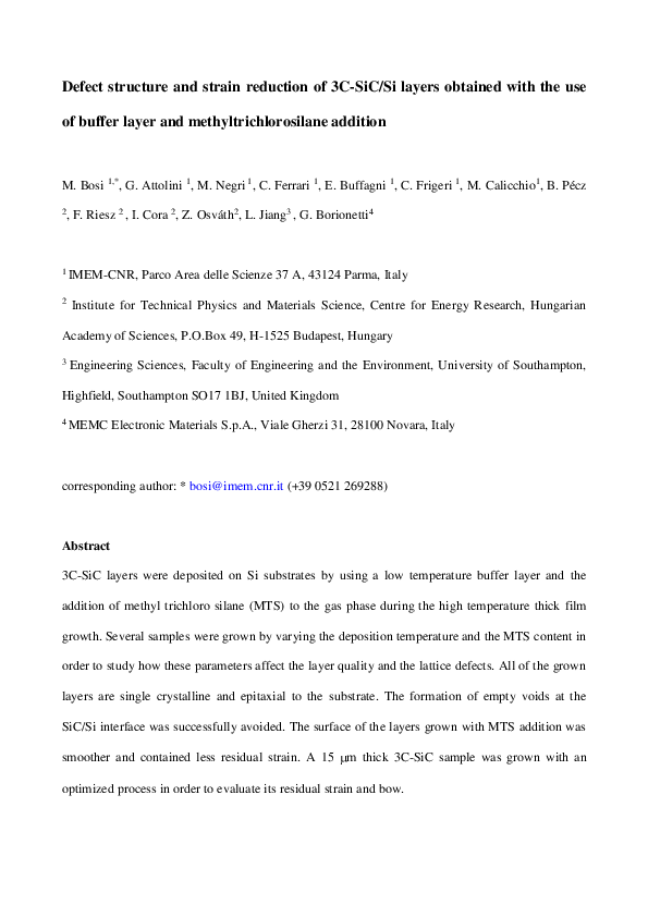 (PDF) Defect structure and strain reduction of 3C-SiC/Si layers ...