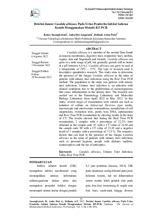 (PDF) Deteksi Jamur Candida albicans Pada Urine Penderita Infeksi ...