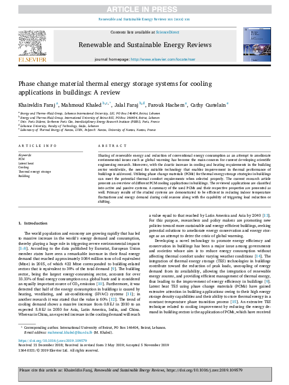 (PDF) Phase Change Material Thermal Energy Storage System Design and ...