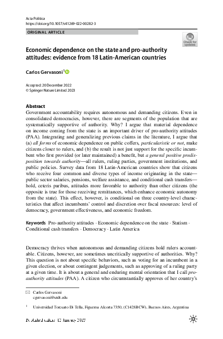 (PDF) Economic dependence on the state and pro-authority attitudes ...