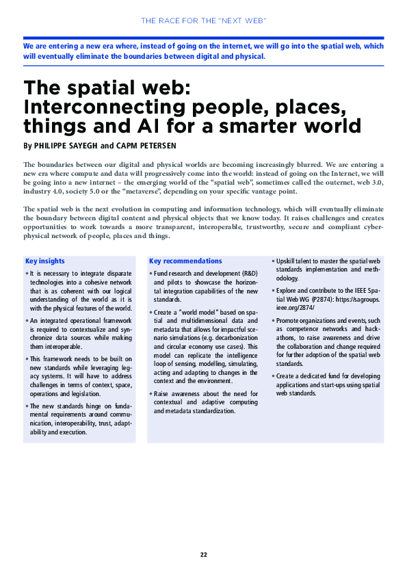 (PDF) The spatial web: Interconnecting people, places, things and AI for a smarter world