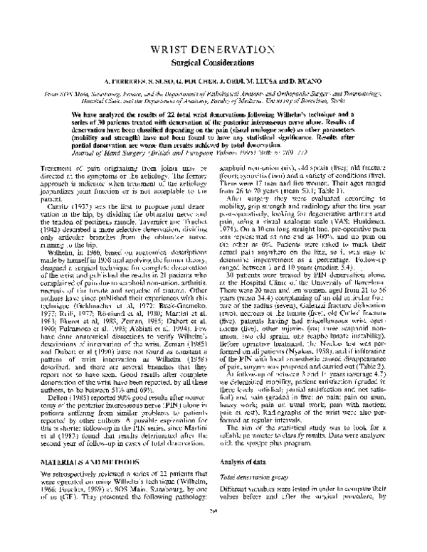 (PDF) Wrist Denervation