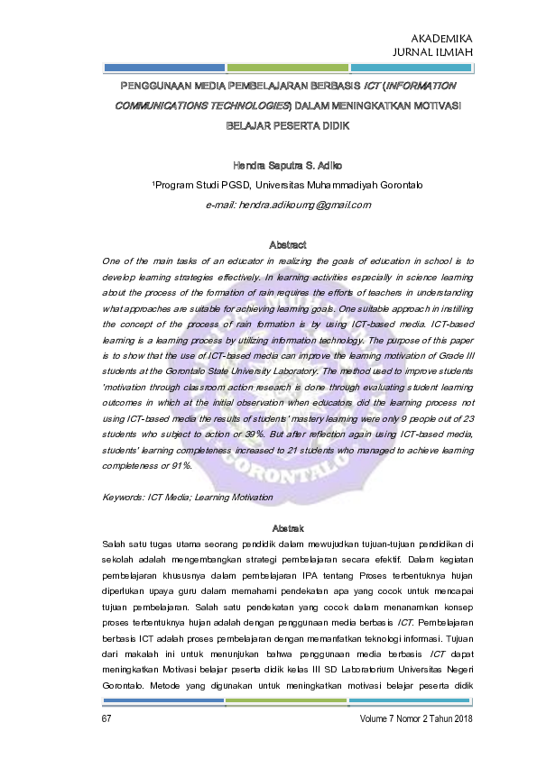 (PDF) Penggunaan Media Pembelajaran Berbasis Ict (Information Communications Technologies) Dalam ...