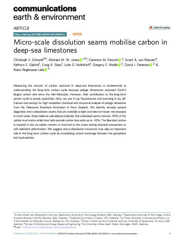 (PDF) Micro-scale dissolution seams mobilise carbon in deep-sea limestones