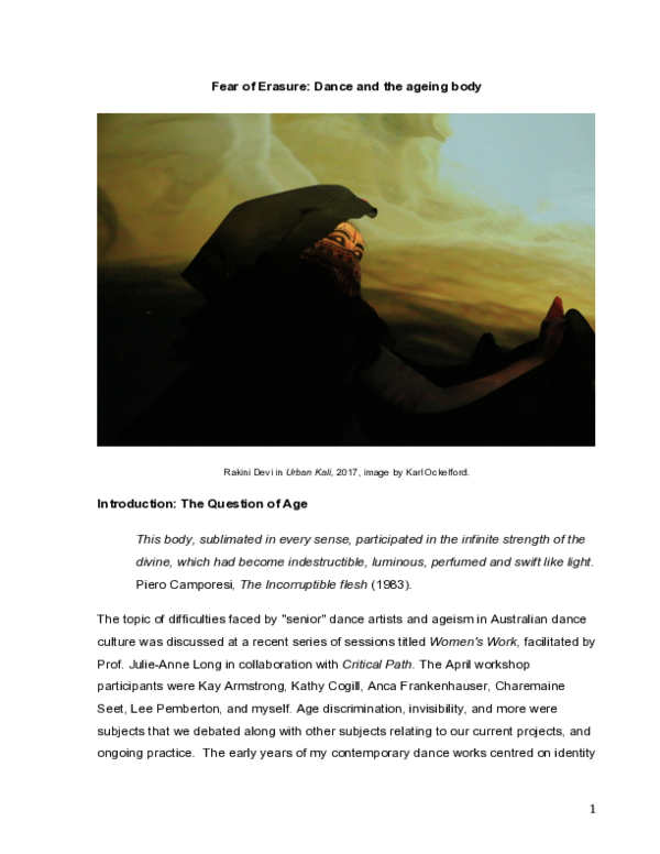 (PDF) Fear of Erasure: Dance and the ageing body