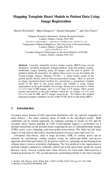 (PDF) Mapping Template Heart Models to Patient Data Using Image ...