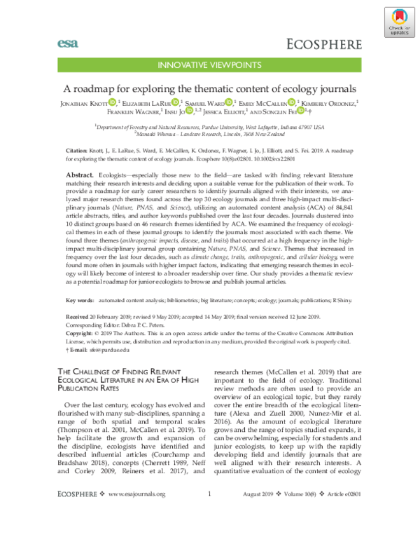 (PDF) A roadmap for exploring the thematic content of ecology journals