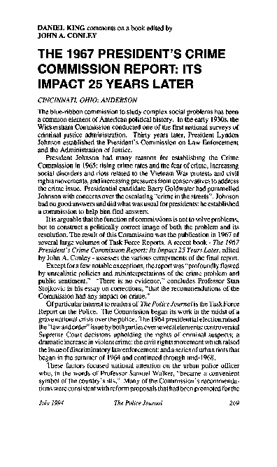 (PDF) The 1967 president's crime commission report: Its impact 25 years ...