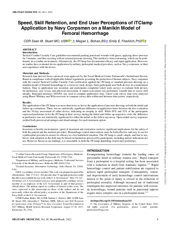 (PDF) Speed, Skill Retention, and End User Perceptions of iTClamp ...