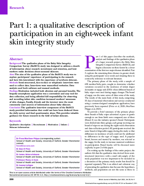 (PDF) Part 1: a qualitative description of participation in an eight ...