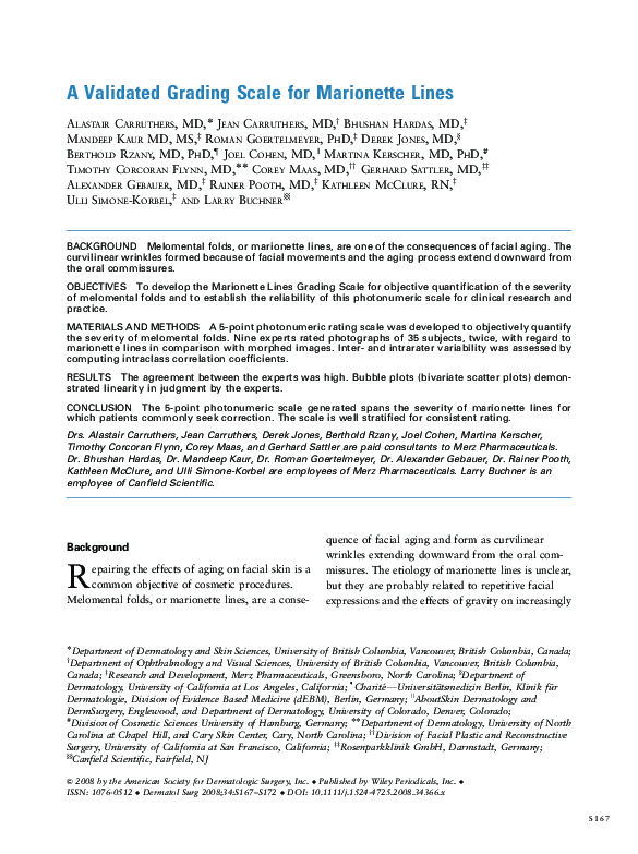 (PDF) A Validated Grading Scale for Marionette Lines