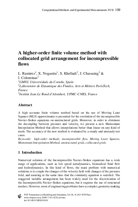 Pdf A Higher Order Finite Volume Method With Collocated Grid