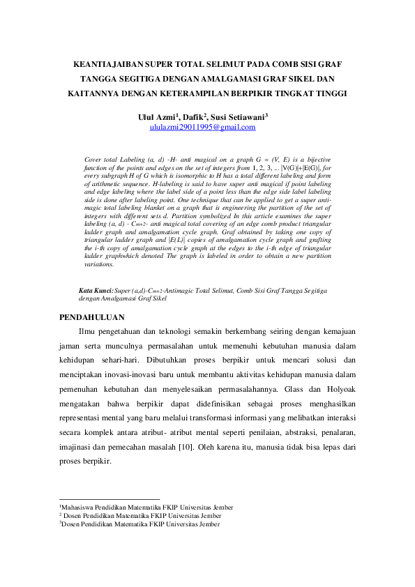 (PDF) Keantiajaiban Super Total Selimut Pada Comb Sisi Graf Tangga ...
