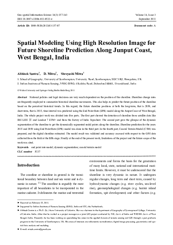 (PDF) Spatial modeling using high resolution image for future shoreline prediction along Junput ...