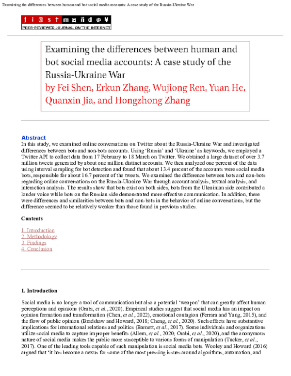 Pdf Examining The Differences Between Human And Bot Social Media
