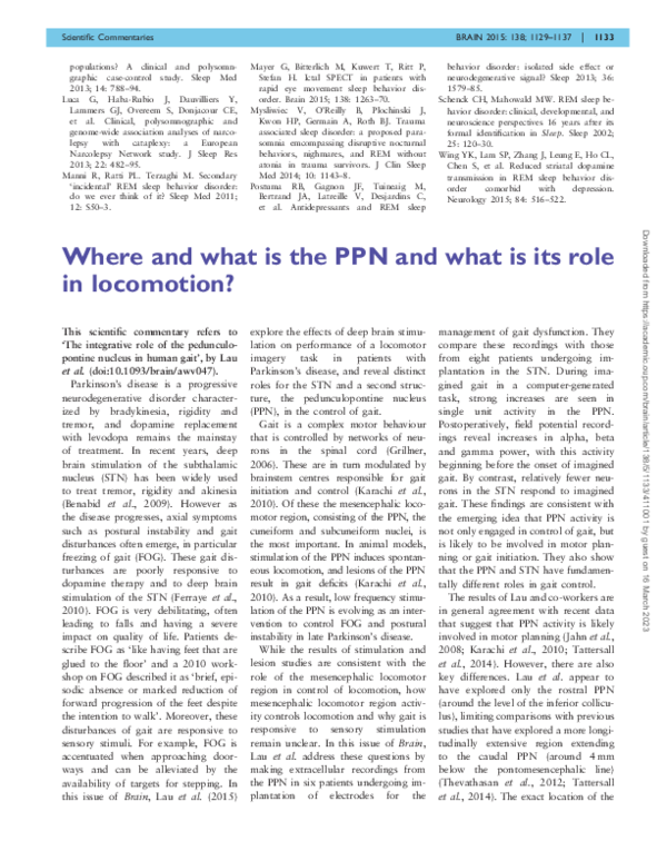 (PDF) Where and what is the PPN and what is its role in locomotion?