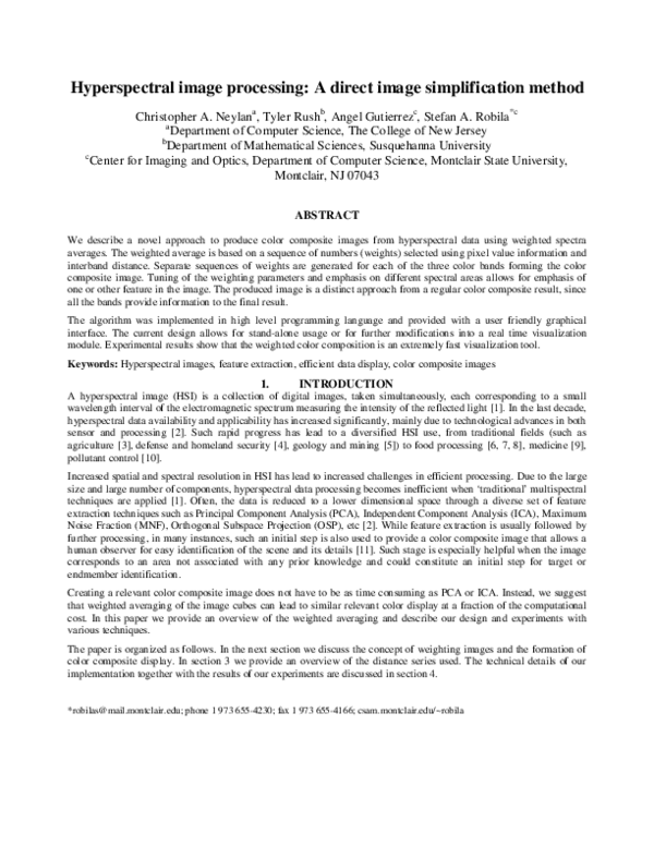 (PDF) Hyperspectral image processing: a direct image simplification method