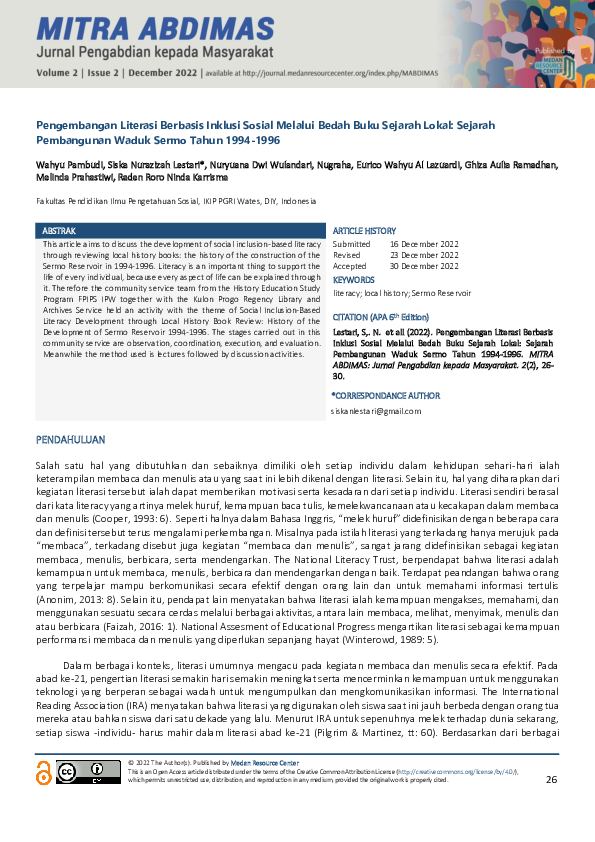 (PDF) Pengembangan Literasi Berbasis Inklusi Sosial Melalui Bedah Buku Sejarah Lokal: Sejarah ...
